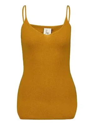 PAULA Kali Spaghetti Strap Cashmere Top - Yellow