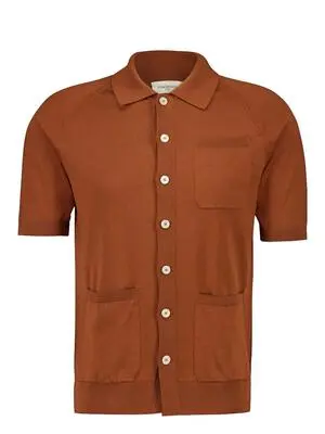 PIACENZA CASHMERE 1733 Brick Red Short-Sleeve Button-Up Shirt Red