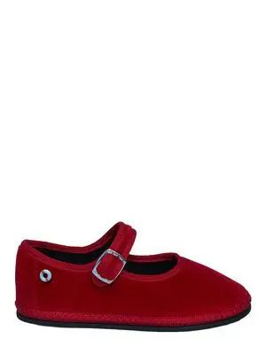 PIEDATERRE Mary Jane Bambino In Refosco Velvet - Red