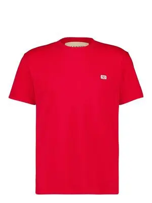 Valentino Garavani Red Cotton Jersey T-Shirt With VLogo Patch Red