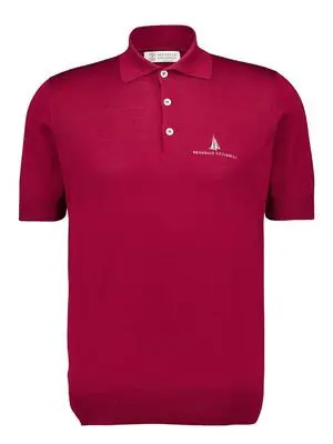 Brunello Cucinelli Cherry Red Knitted Polo With Buttoned Neck Red
