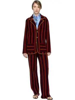 PAULA Aurora Knitted Striped Blazer - Red