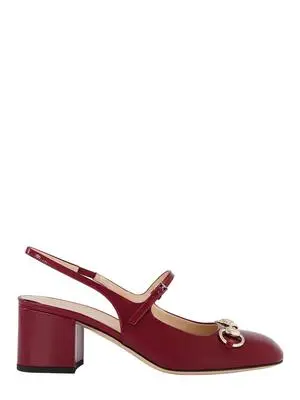 Gucci Horsebit Patent Slingback Pumps - Red