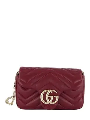 Gucci Rosso Ancora Gg Marmont Mini Leather Shoulder Bag - Red