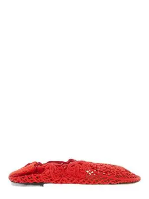 ODISSI Iris Crocheted Woven Ballet Flats - Red