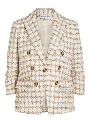 Veronica Beard Ryland Checked Tweed Jacket - Ecru