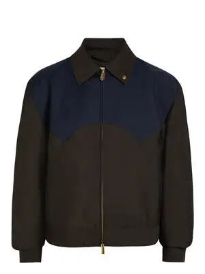 Versace Panelled Wool And Mohair-blend Jacket - Brown