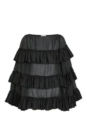 Dries Van Noten Charlice Ruffled Ramie Top - Black