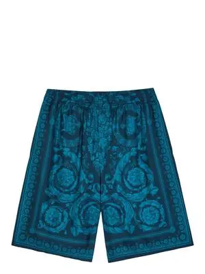 Versace Printed Silk Shorts - Blue