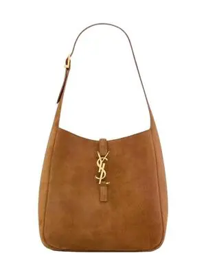 Saint Laurent Logo Leather Shoulder Bag Brown