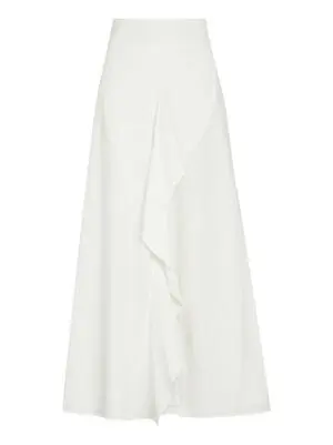 SKIIM Embroidered Split Cotton Midi Skirt