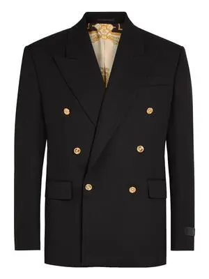 Versace Double-breasted Wool Blazer - Black