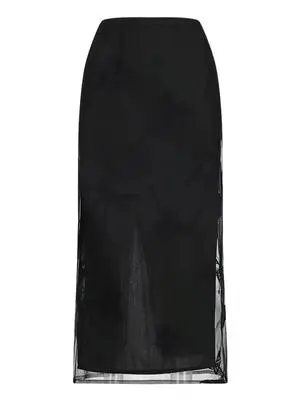 Blumarine Butterfly Embroidered Midi Skirt - Black