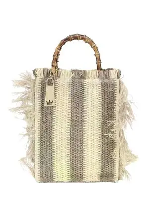 LA MILANESA Lilium Striped Raffia Tote Bag - Neutrals