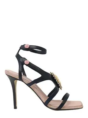 MADISON MAISON Cameo Leather Sandals - Black