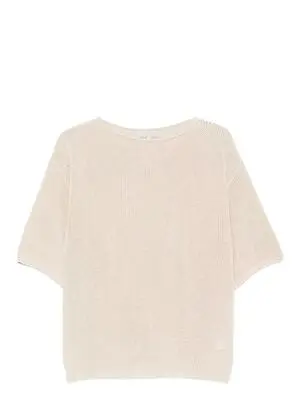 Antonelli Firenze Short-sleeve Cotton Sweater - Neutrals