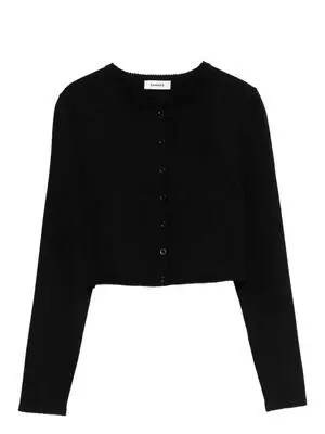 Sandro Button-fastening Cropped Cardigan - Black