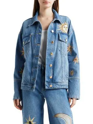 Farm Rio Printed Jacket - Denim
