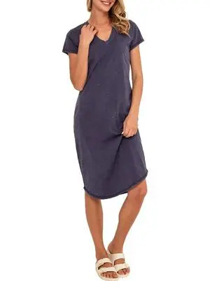 THREADS 4 THOUGHT Ethel Mineral Wash V-neck Cotton Midi Dress - Stargazer