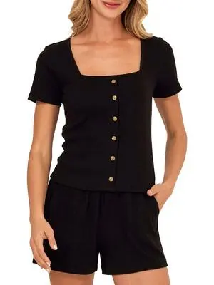 THREADS 4 THOUGHT Jamila Smocked Jersey Top - Black