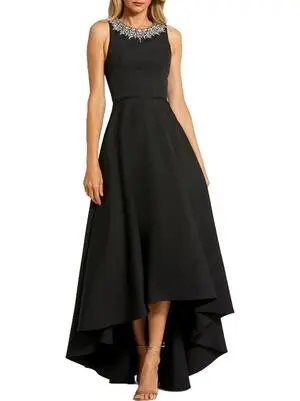 Mac Duggal Crepe Embellished High-low Gown - Black