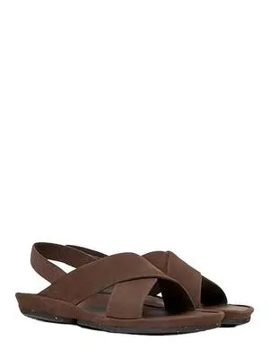 Camper Right Isla Leather X-strap Sandal - Brown