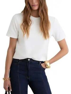 REISS Ribbed Crewneck T-shirt - White