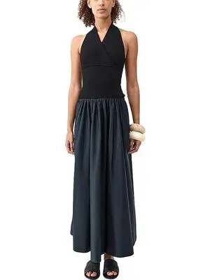 ST. AGNI Knit Backless Halter Dress - Black
