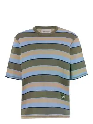 AMI Paris Striped Polo Shirt - Green