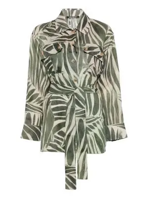 PENNYBLACK Printed Belted Shirt - Green