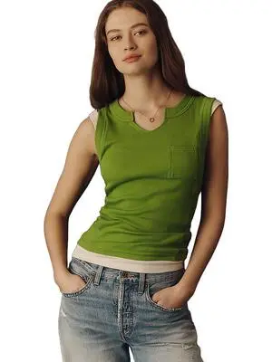 PILCRO Seamed Muscle Tank Top - Lime