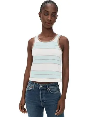 RE/DONE Bama Tank Top Striped Crewneck Sleeveless Jersey - Light Mint