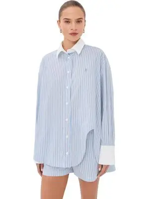 Attico Stripe Button-down Shirt - Light Blue/white