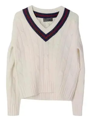NILI LOTAN Fabiana V-neck Cable-knit Sweater - Neutrals