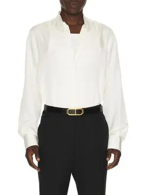 TOM FORD Perforated Dot Silk Twill Slim Fit Evening Shirt In White - Challk