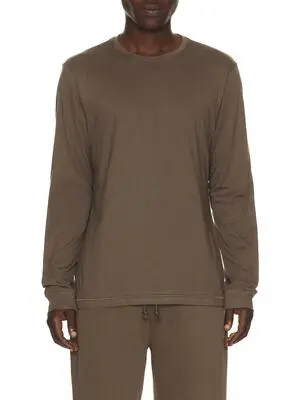 SKIMS Cotton Long Sleeve T-shirt In Brown - Driftwood