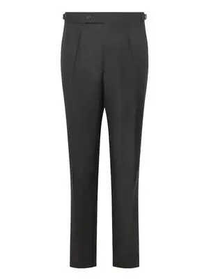 FRANZESE COLLECTION Pleated Trousers With Buckle Detail - Black