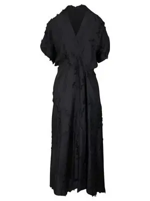 Zero + Maria Cornejo Fil Coupé V-neck Dress - Black