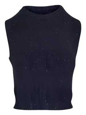Brunello Cucinelli Sleeveless Knit Tank Top - Blue