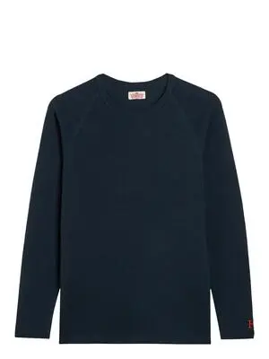 STRETCH FRAISE Ribbed Stretch-cotton T-shirt - Navy