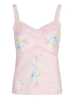 LoveShackFancy Lirena Floral-print Cami Top - Pink