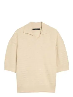 Jacquemus Le Polo Maille Striped Cotton-blend Polo Shirt - Beige