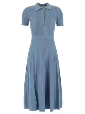 Michael Kors Ribbed Knit Midi Dress - Blue