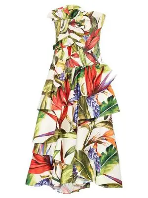 Farm Rio Off-shoulder Midi Dress - Neutrals