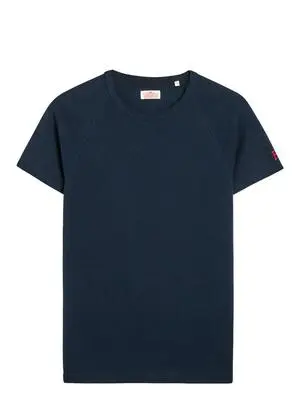 STRETCH FRAISE Ribbed Stretch-cotton T-shirt - Navy