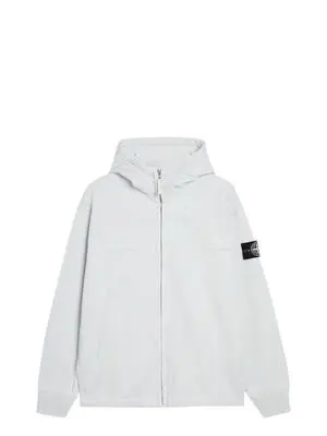 Stone Island Logo Hooded Cotton Sweatshirt - Blue
