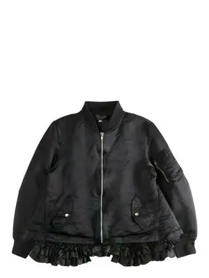 Comme Des Garçons Ruffled Bomber Jacket - Black