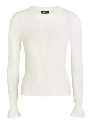 Paige Knitted Ruffled Top - Neutrals