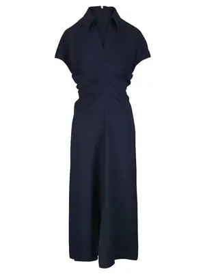 Brunello Cucinelli Collared Gathered Dress - Blue