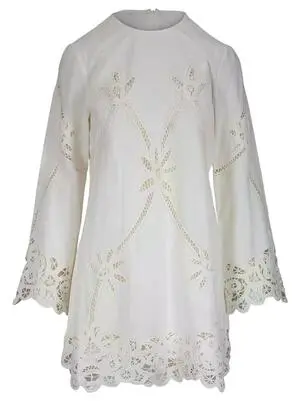 Veronica Beard Mini Lace Dress - Neutrals
